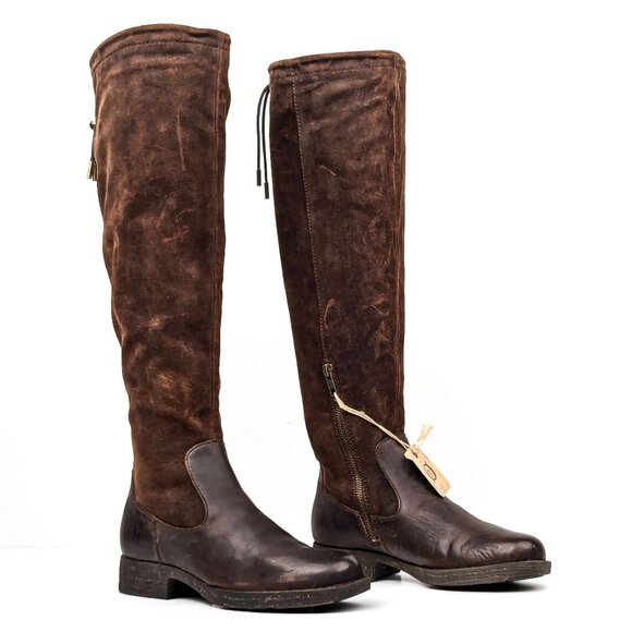 Born | Shoes | Born Women Brown Leather Suede Drawcord Zip Riding Otk ...
